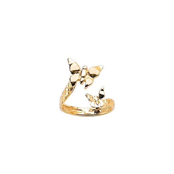 Gold butterfly toe ring store