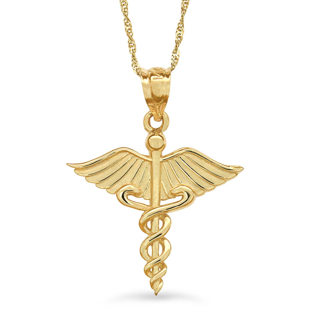 14k Solid Gold Medical Pendant on 18" Solid Gold Chain. Medical Jewelry ...