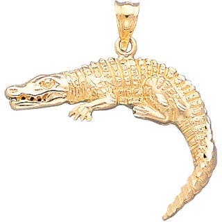 14k Gold Crocodile Pendant. - Etsy