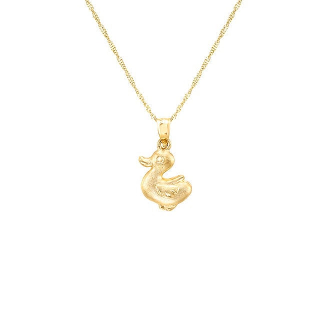 14k Solid Gold Duck Pendant Necklace - Baby Animal Charm - Etsy