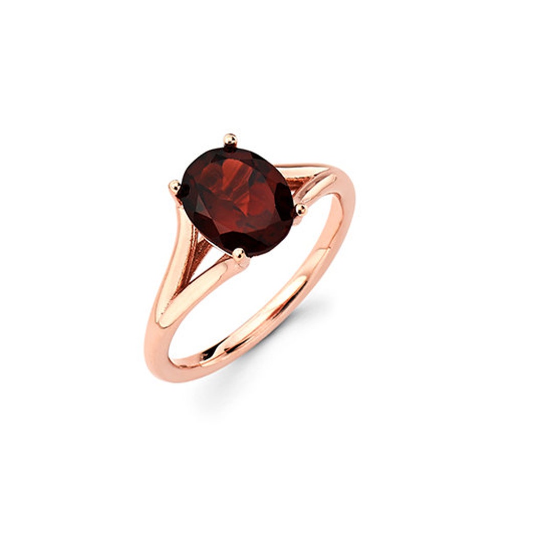 14K Rose Gold Garnet Ring, Rose Gold Ring, Garnet, Promise Ring, Fancy ...