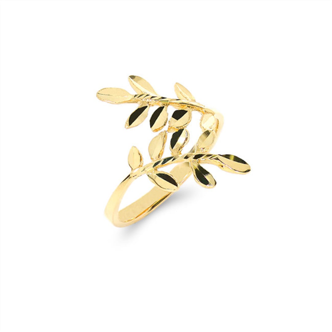 14K Solid Gold Leaf Ring: Nature-inspired Minimalist Jewelry - Etsy