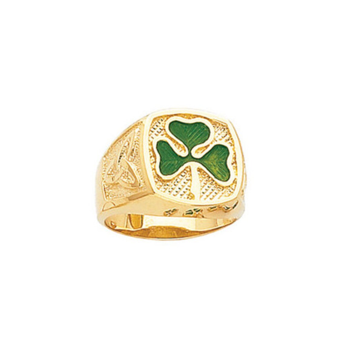 14k Gold Green Enamel Clover Ring Gold Clover Ring Green - Etsy