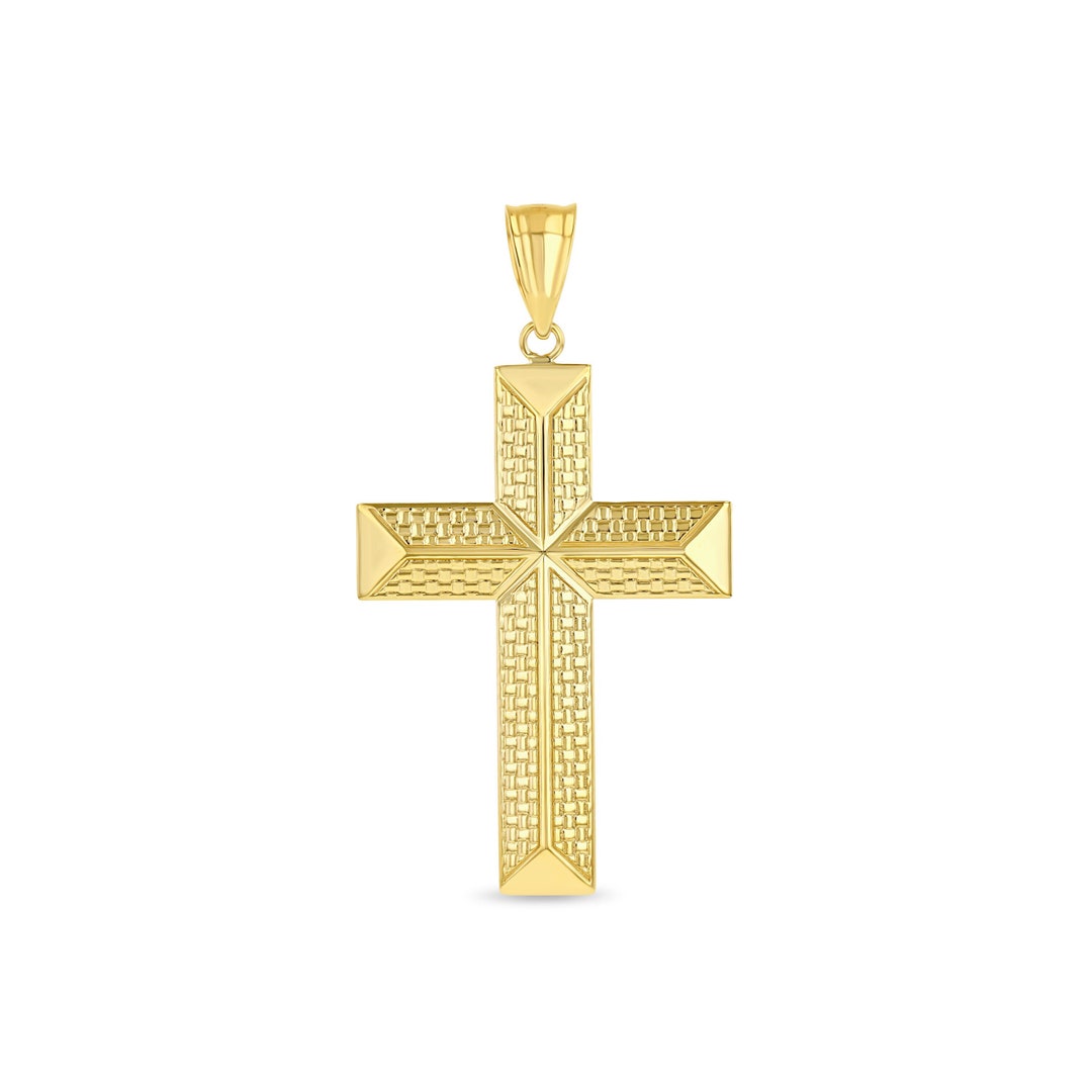 14k Solid Gold Double Sided Cross Pendant. - Etsy