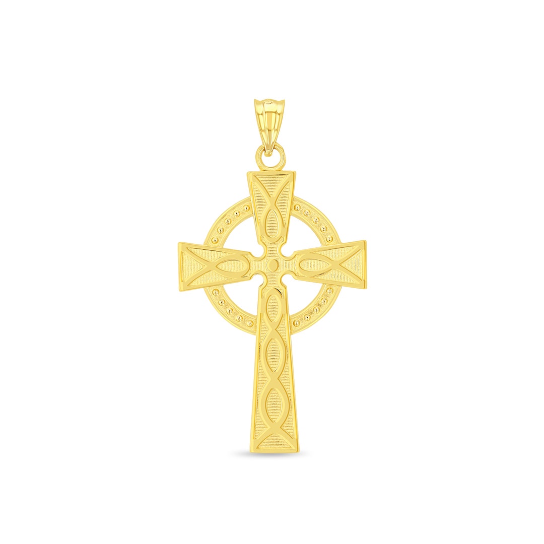14K Gold Detailed Celtic Cross Pendant – Timeless Spiritual Symbol - Etsy