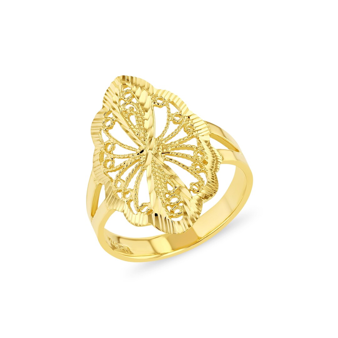 14k Solid Gold Filigree Ring. Index Finger Ring. - Etsy