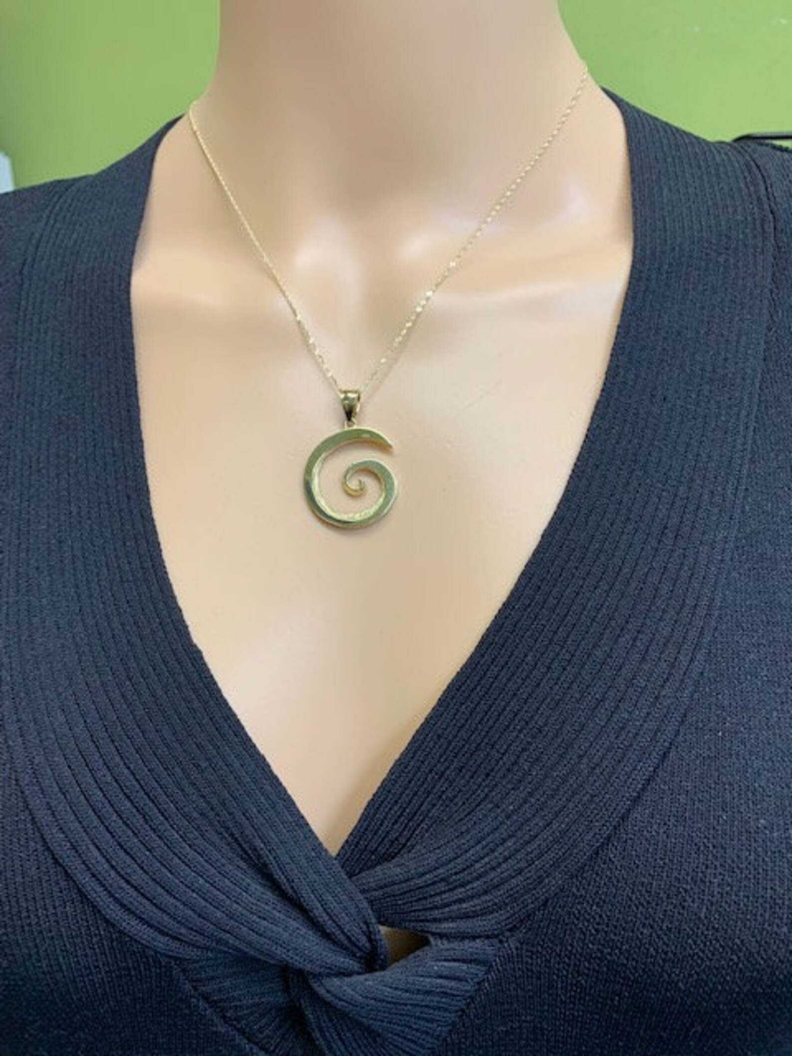 14k Solid Gold Wave Pendant Ocean Wave Pendant - Etsy