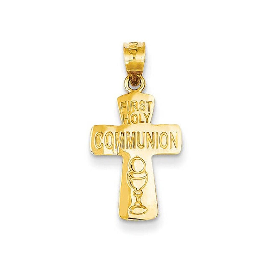 14k Solid Gold First Holy Communion Cross. Religious Cross. Communion ...