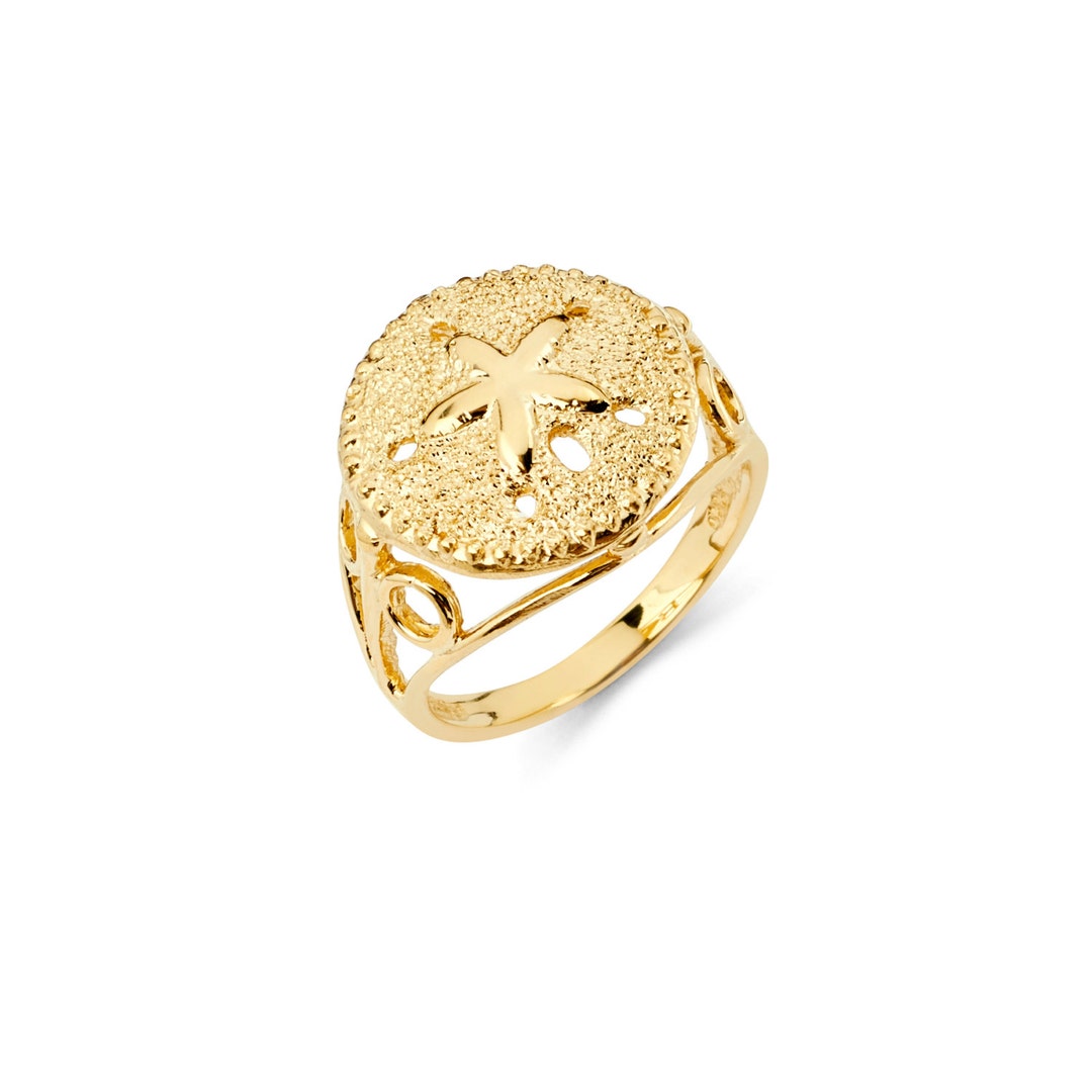 Solid 14K Yellow Gold Sand Dollar Ring - Etsy