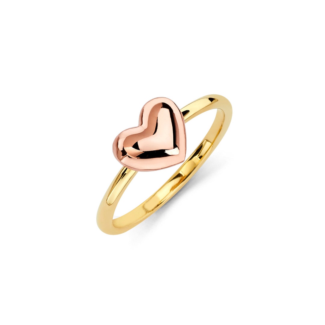 14K Two-tone Gold Heart Ring: Elegant Promise Ring - Etsy