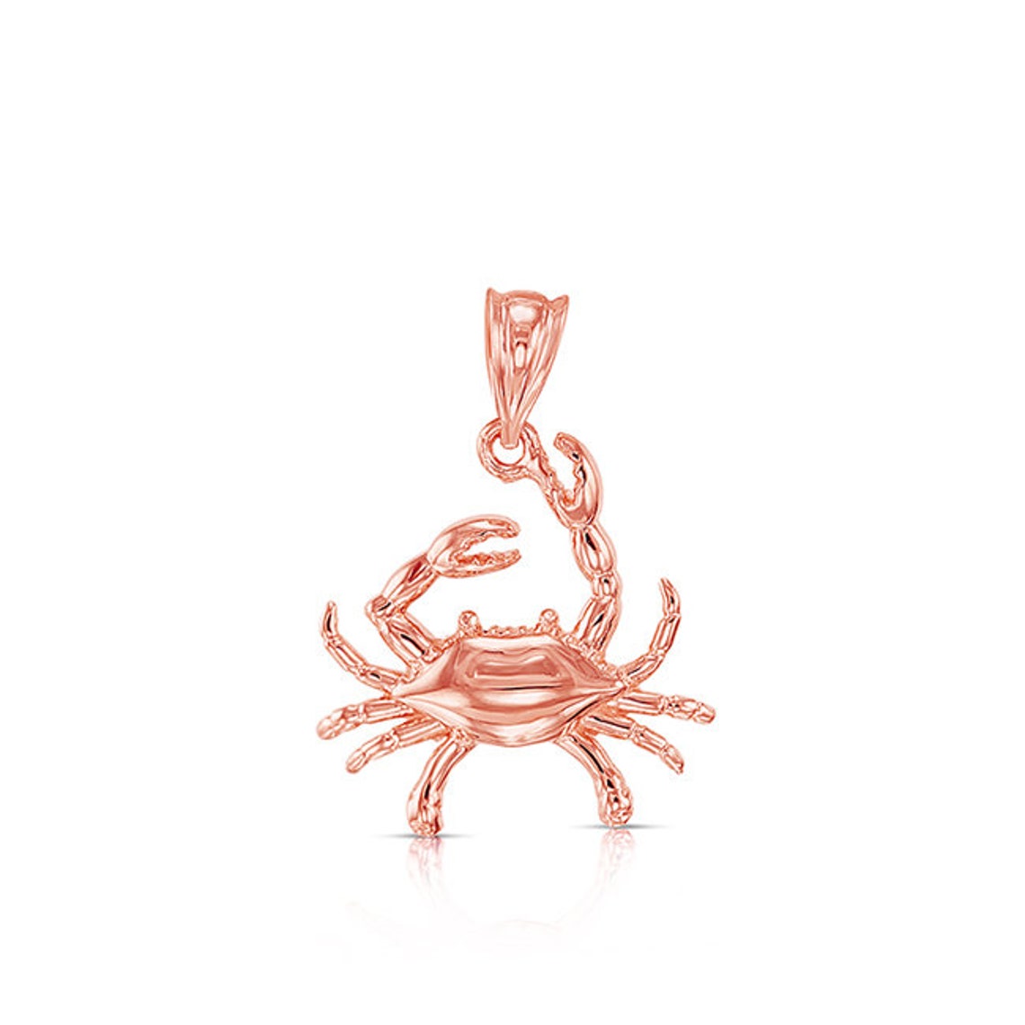 14k Solid Gold Crab Pendant Crab Jewelry - Etsy