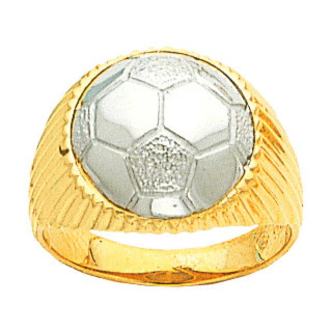 14k Gold Two Tone Men's Soccer Ball Ring. - Etsy