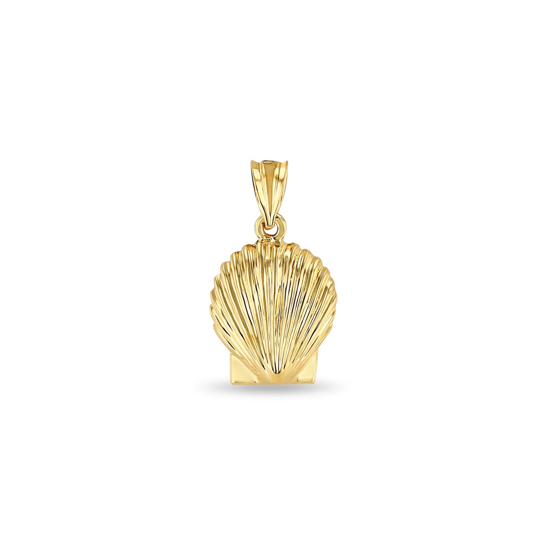 14k Solid Gold Sea Shell Pendant. - Etsy