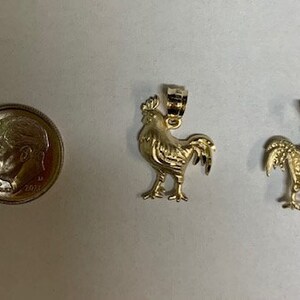 14k Solid Gold Rooster Pendant. Farm Jewelry. - Etsy