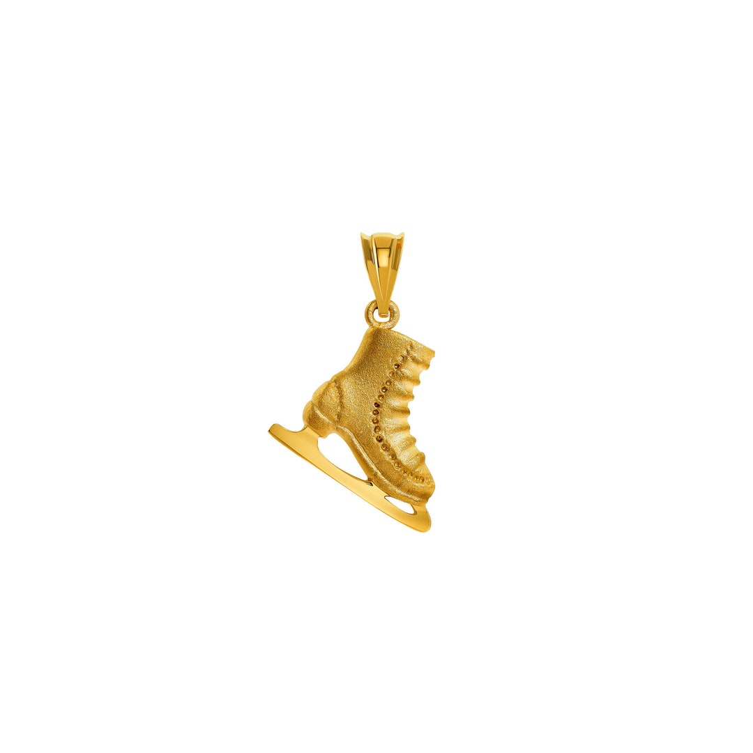 14k Solid Gold Ice Skate Pendant. Ice Skating Jewelry - Etsy