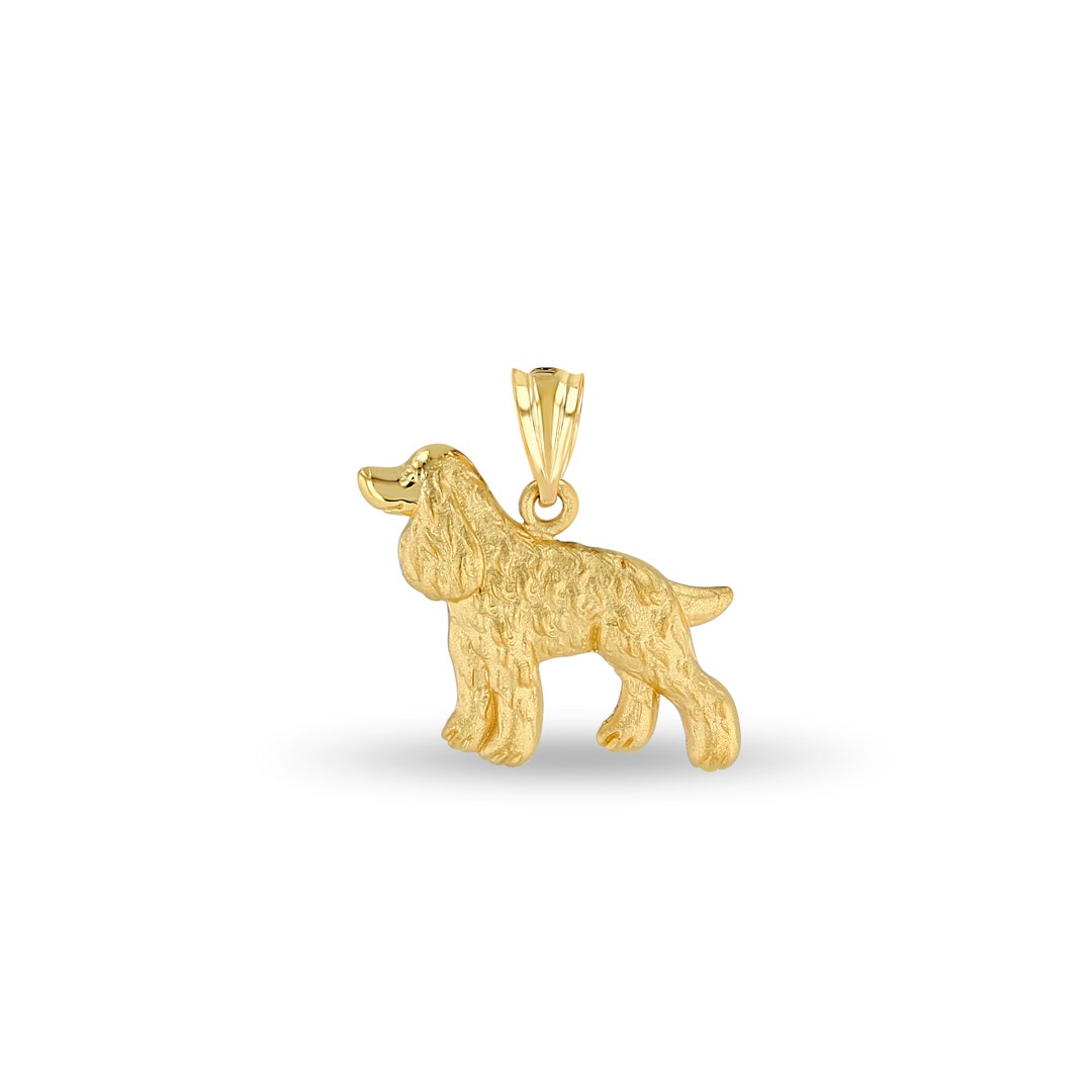 14k Solid Gold Cocker Spaniel Pendant. Dog Pendant - Etsy