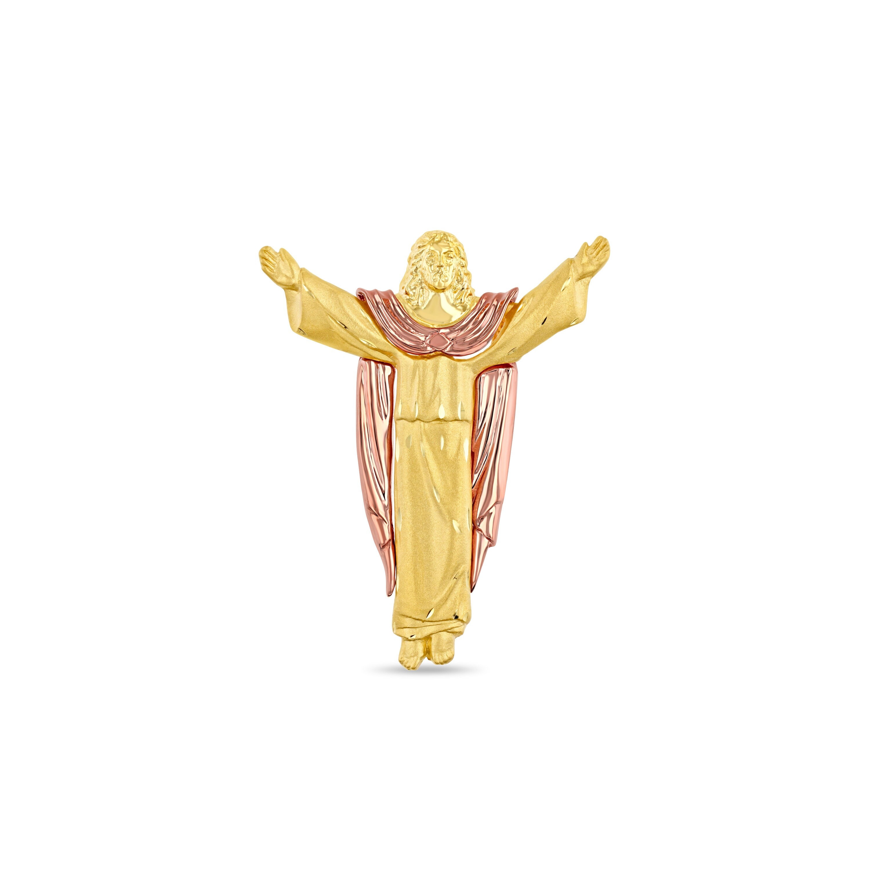 14k Yellow and Rose Gold Jesus Pendant. Religious Pendant. - Etsy