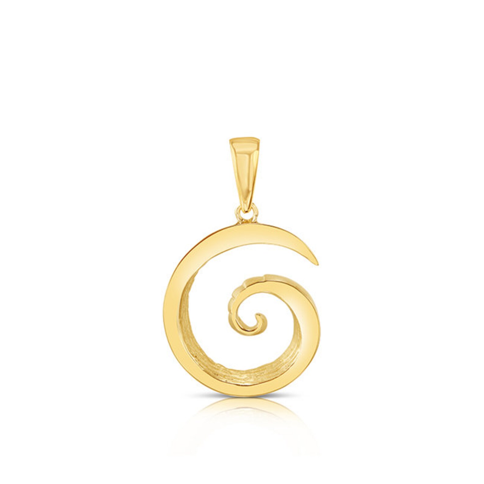 14k Solid Gold Wave Pendant Ocean Wave Pendant - Etsy