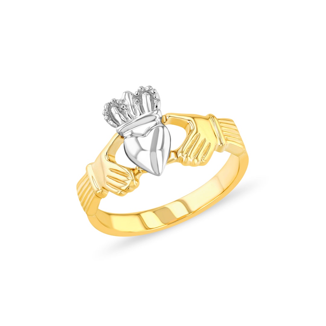 14K Gold Two-tone Claddagh Ring: Irish Love & Friendship Jewelry - Etsy