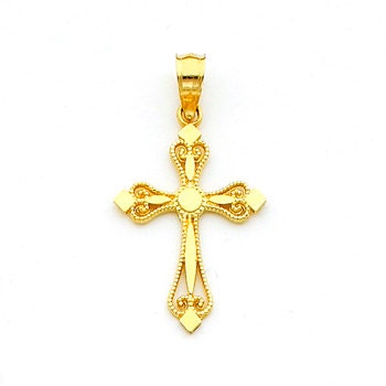 14k Gold Mini Cross Charm - Etsy