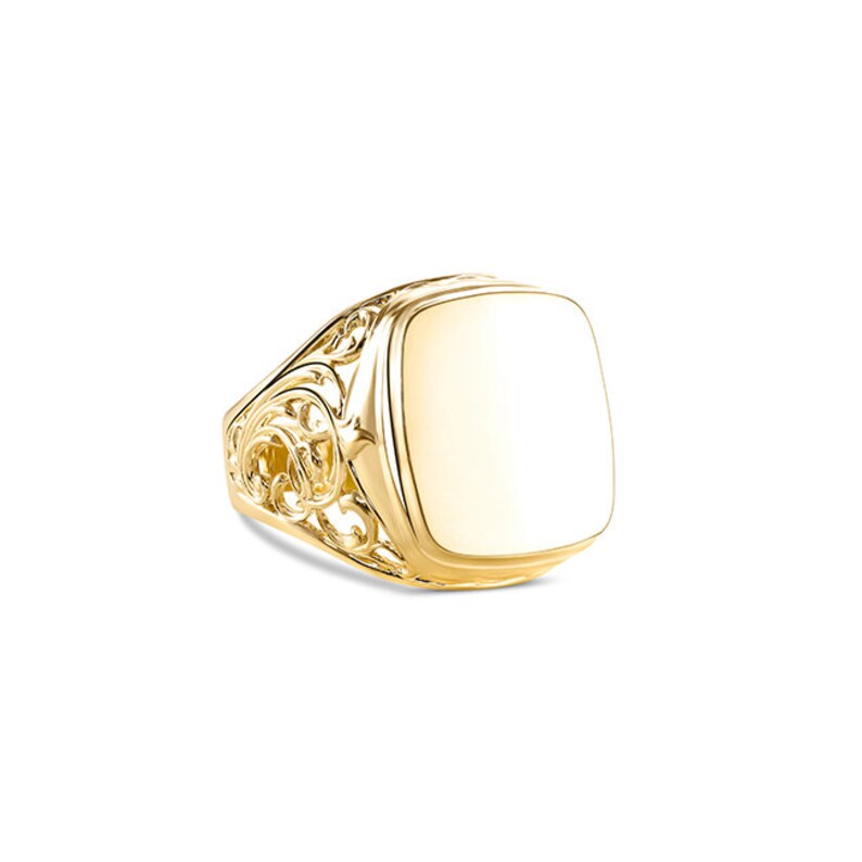 14k Solid Gold Men's Signet Ring. Men's Engravable - Etsy