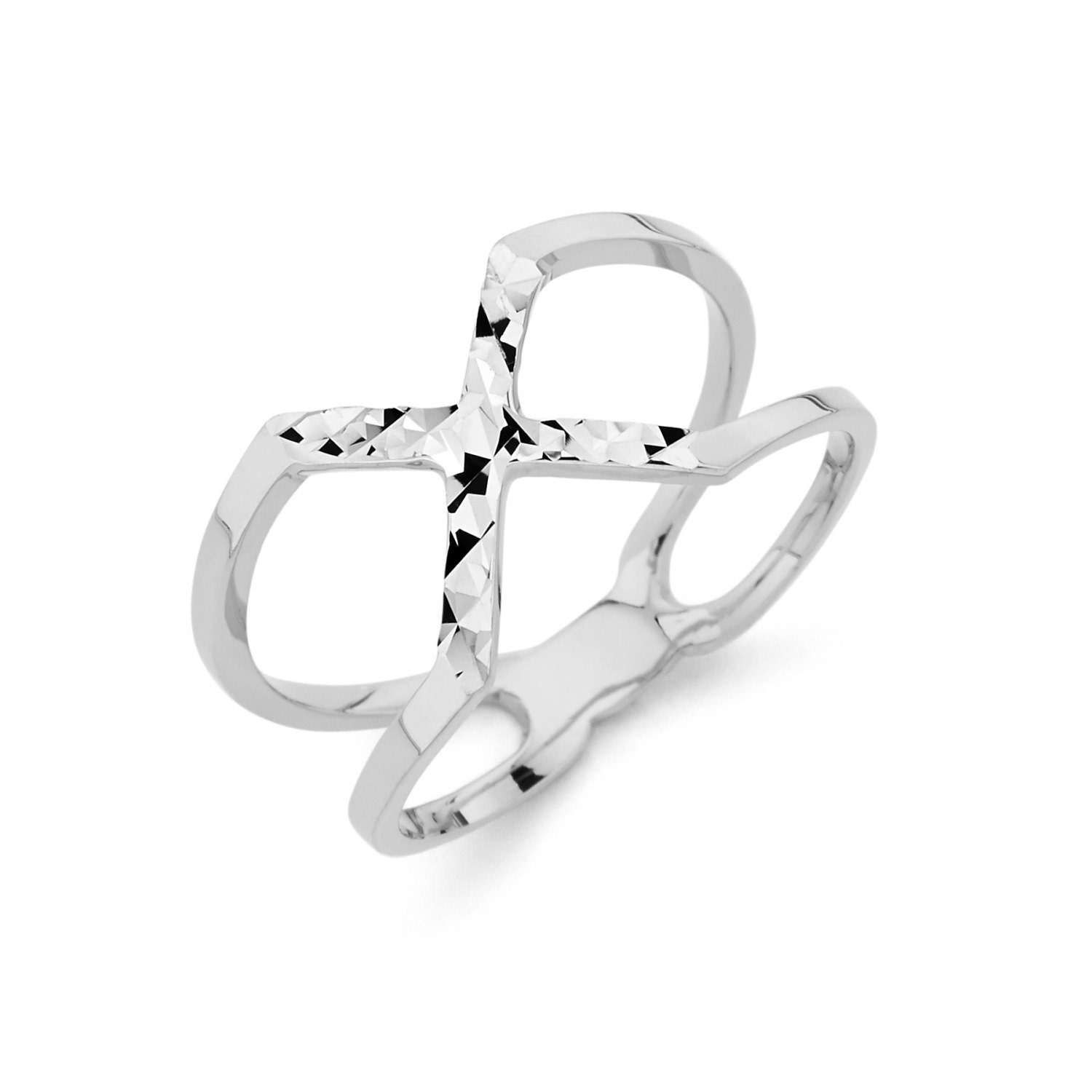 14K Gold X Ring Diamond Cut Ring X Ring Two-Tone Ring Gold | Etsy