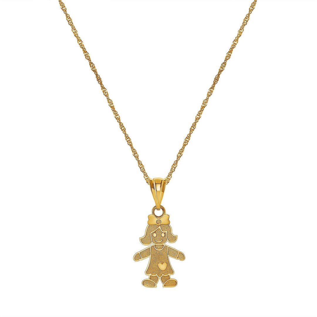 14k Solid Gold Little Girl Pendant on 18" Solid Gold Chain. - Etsy