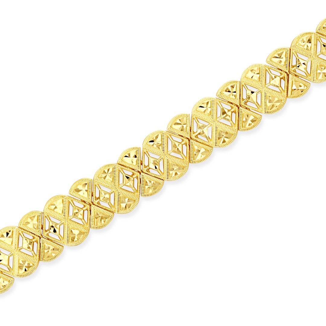 14k Solid Gold Diamond Cut Bracelet. - Etsy