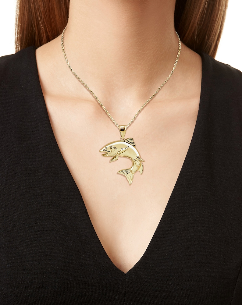 14k Solid Gold Fish Pendant. Fish Pendant | Etsy