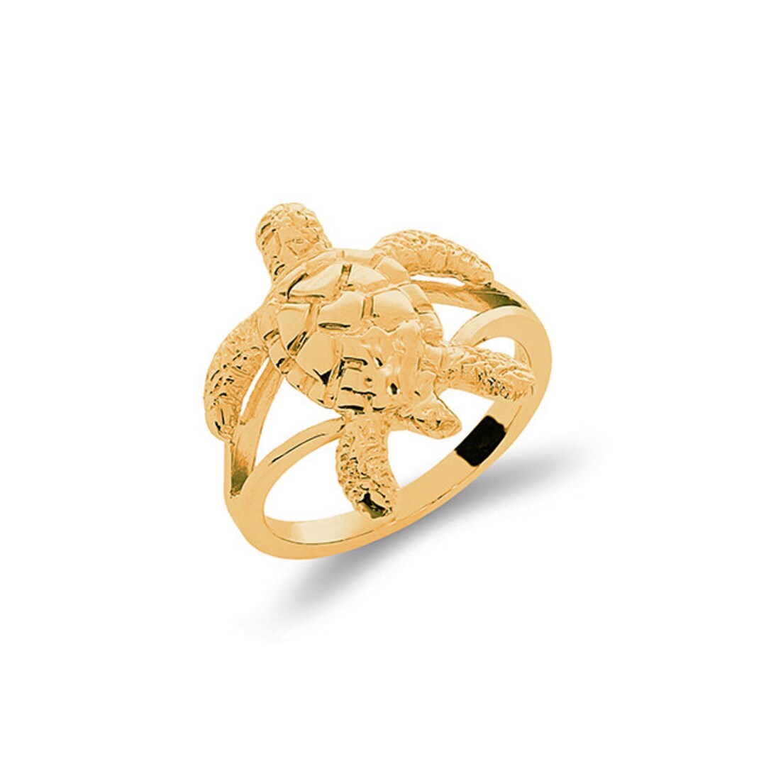 14k Solid Gold Sea Turtle Ring. Nautical Jewelry Sea Life - Etsy