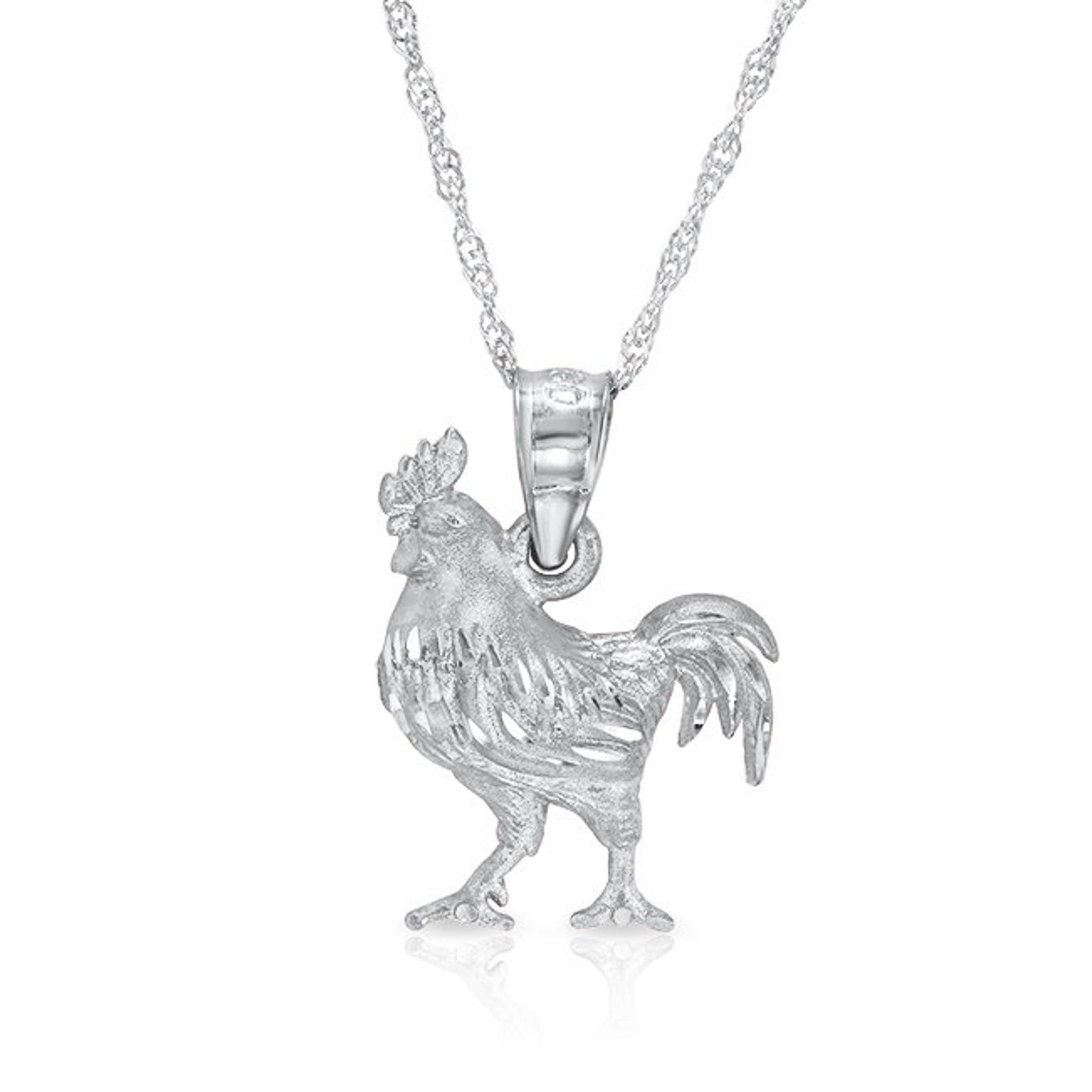 14k Solid Gold Rooster Pendant on 18 Gold Chain. Animal - Etsy