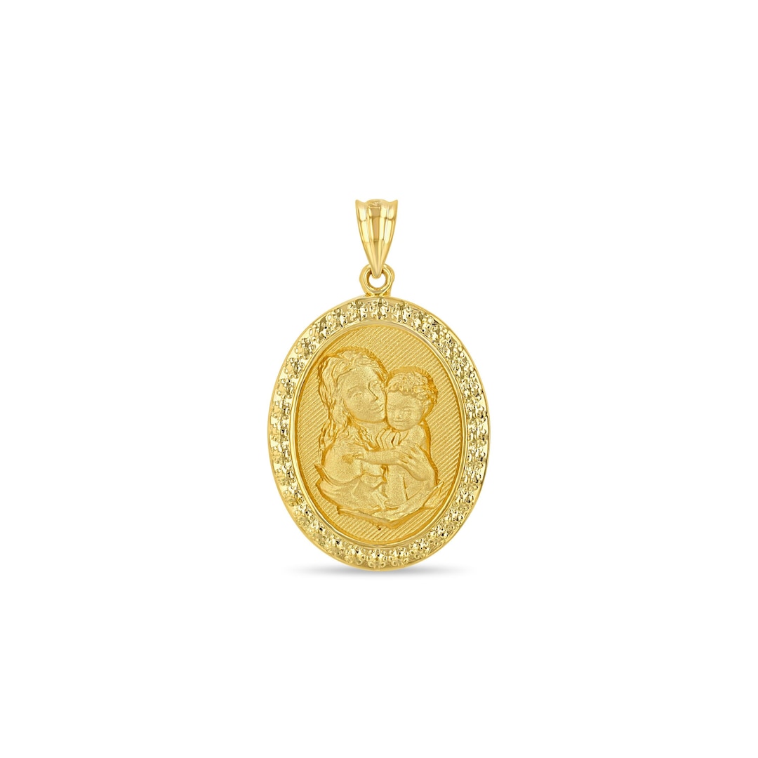 14k Solid Gold Mother and Child Pendant. Mom & Baby Pendant. - Etsy