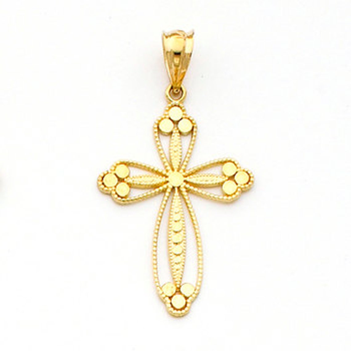 14k Gold Cross With Tripple Scallops Charm - Etsy