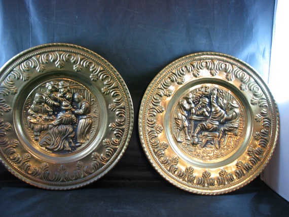 Vintage Embossed Brass Wall Plates | Etsy
