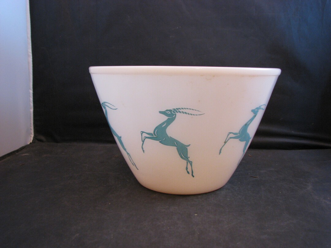 Vintage Fire King Turquoise Gazelle Bowl - Etsy