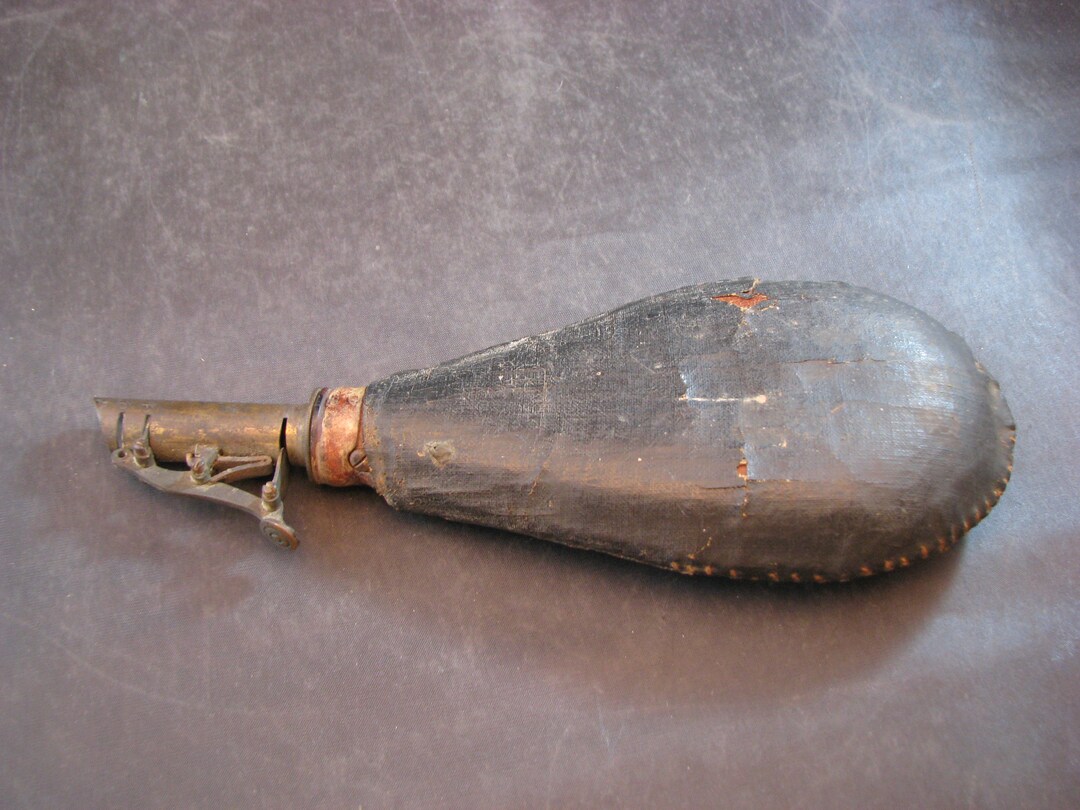 Antique Leather Powder Flask - Etsy