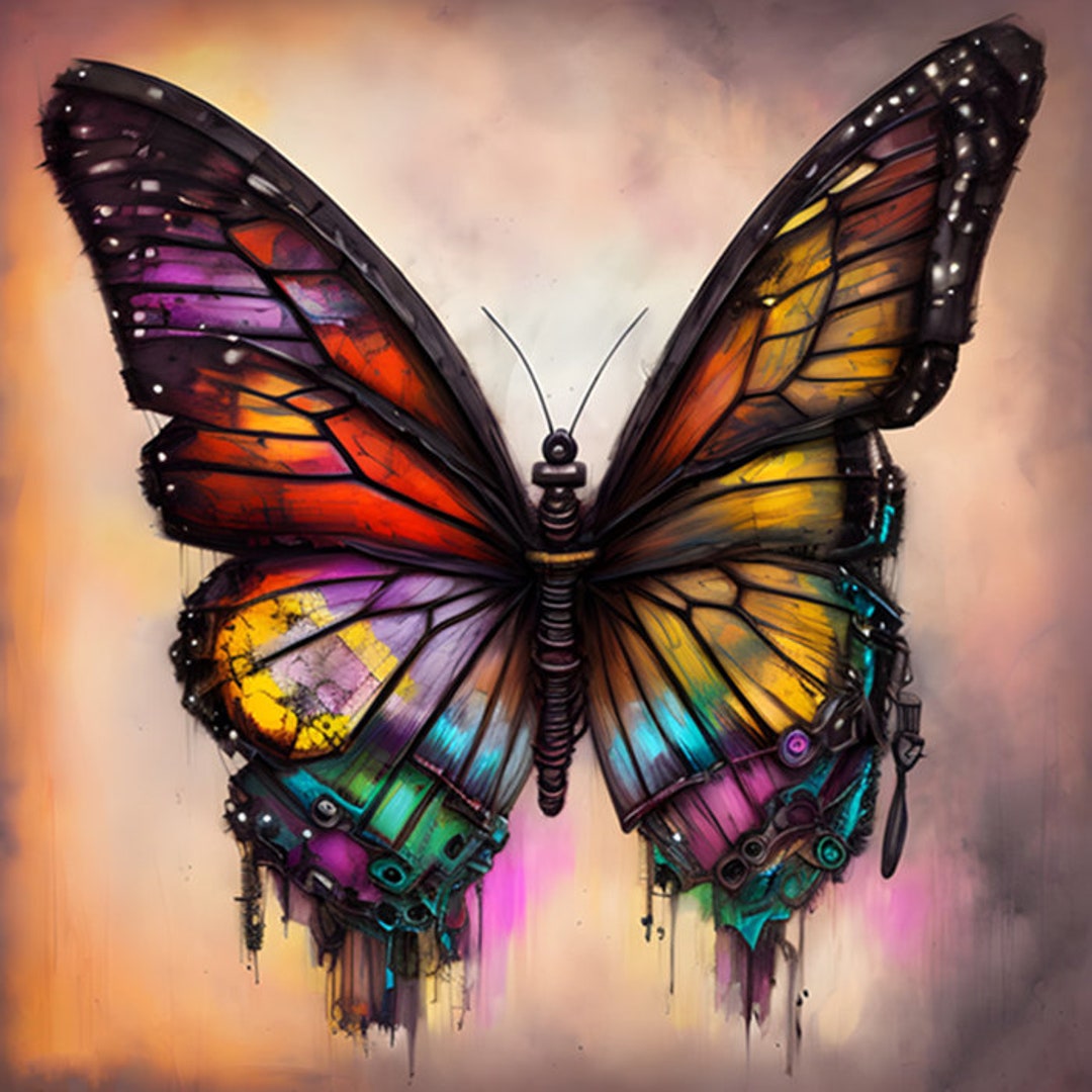 Steampunk Butterfly Art Digital Download, 1x1, 2x3, 4x5, 11x14, and ...
