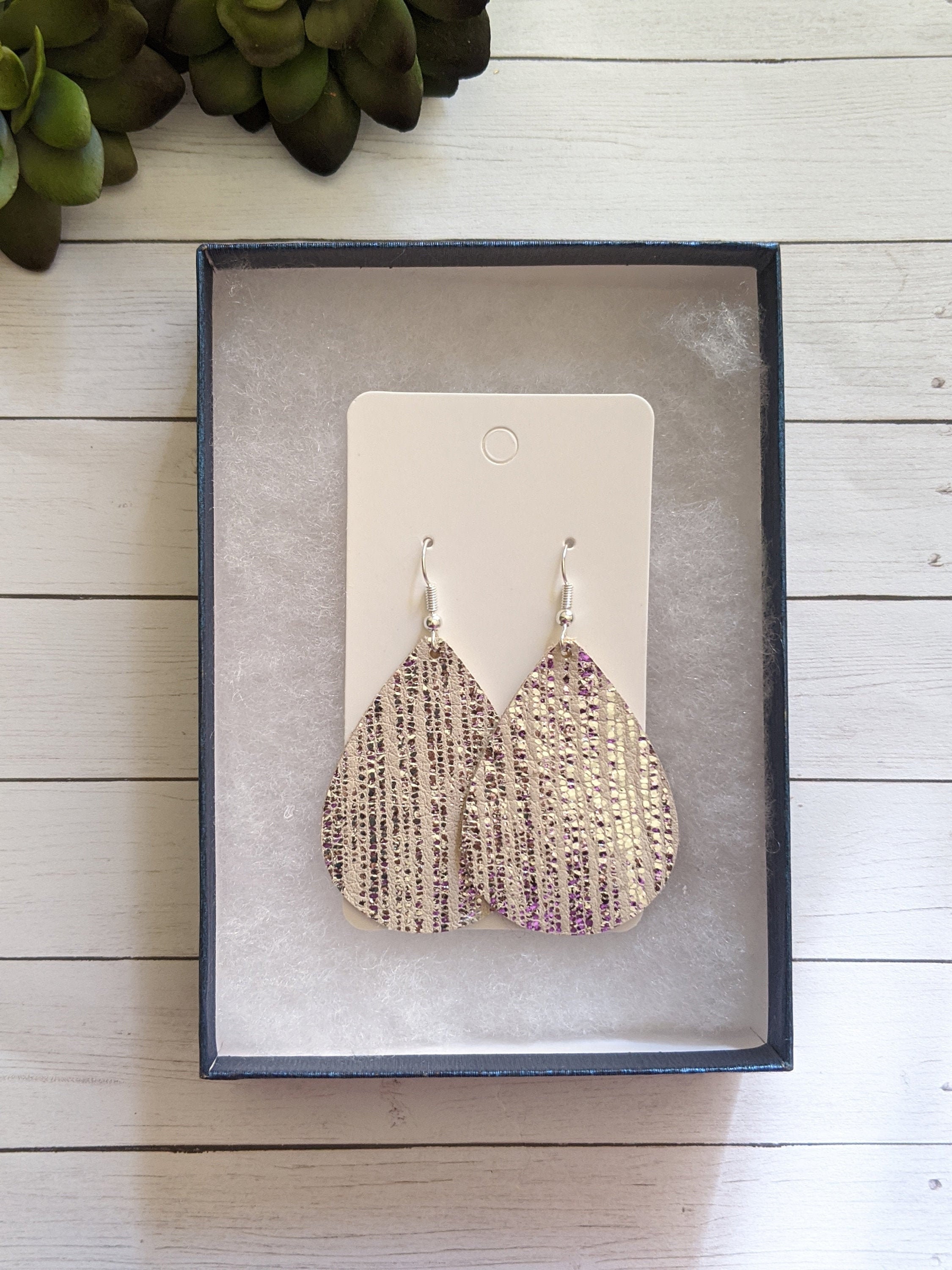 Sparkly Leather Earrings Teardrop Soft Leather Earrings | Etsy