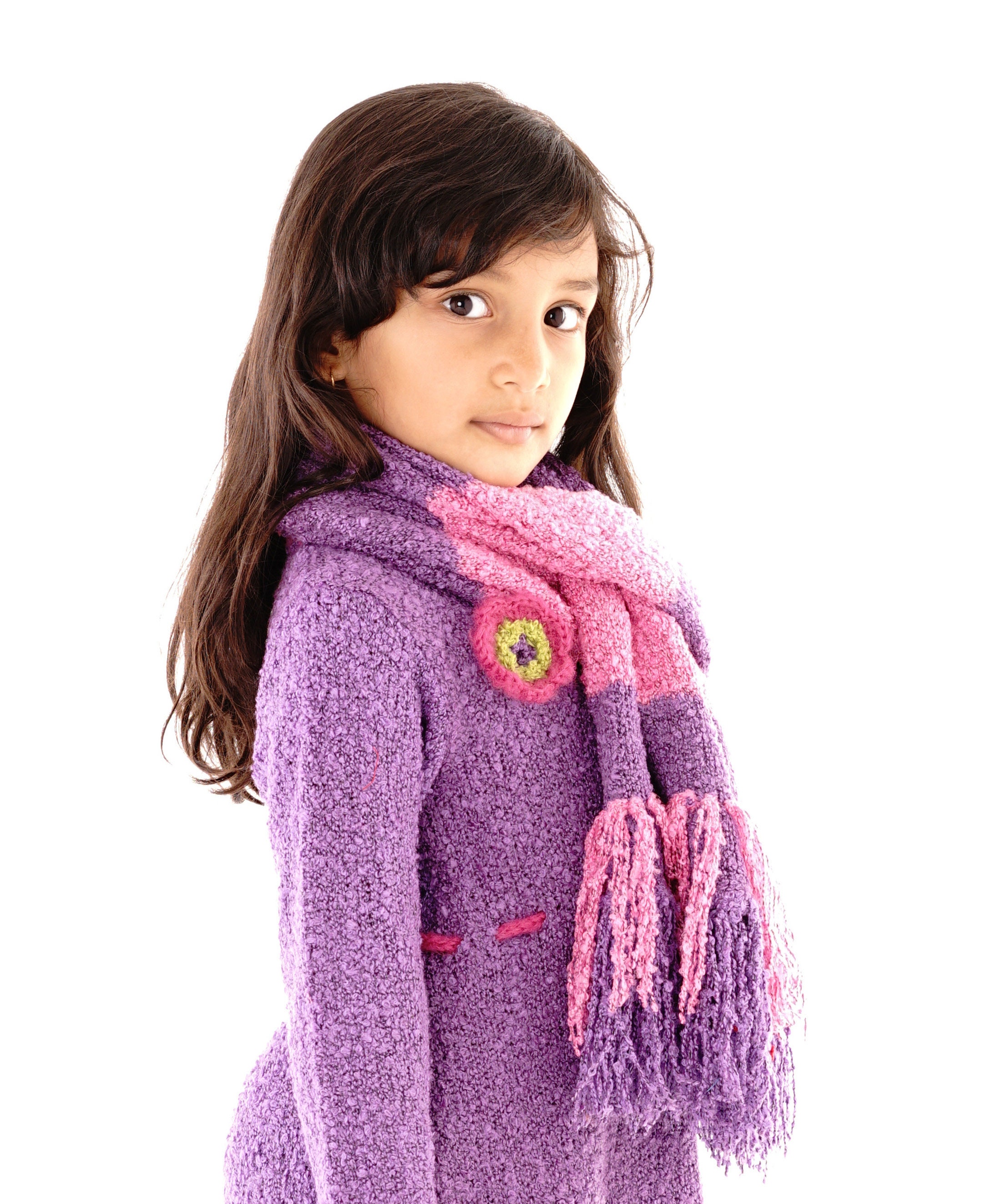 Knitted Toddler Girl Scarf for Winter, Modern Boho Kids Girl Scarf With ...