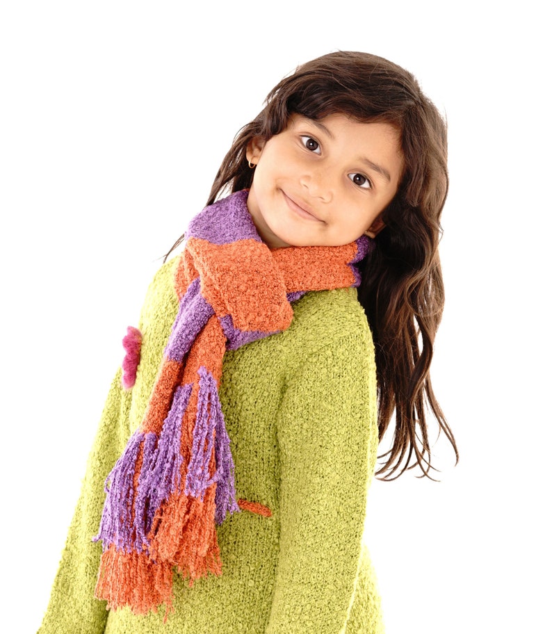 Knitted Toddler Girl Scarf for Winter, Modern Boho Kids Girl Scarf With ...