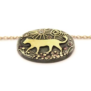 Lioness Charm Pendant Necklace, 14k Gold Art Deco Necklace for Women ...