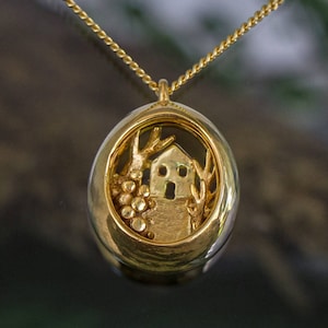 Meaningful House Necklace, Statement Whimsical Necklace, Woodland ...