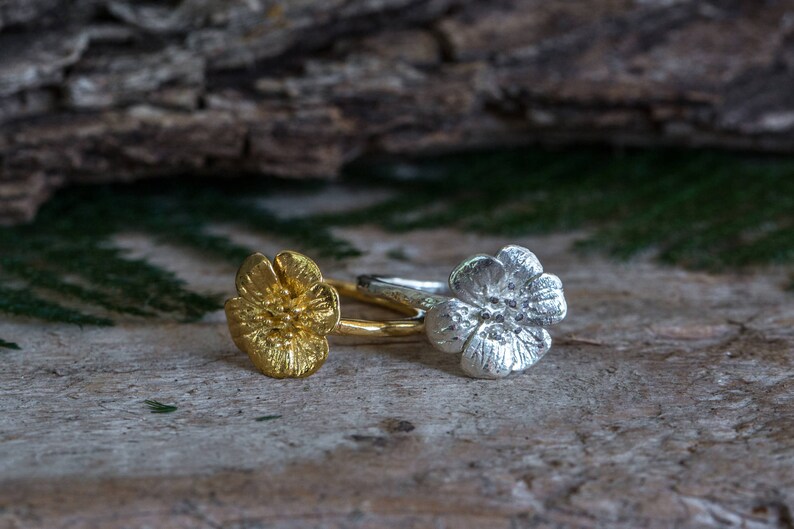 Nature Flower Ring, Gold Flower Ring, Statement Ring, Plant Jewelry ...