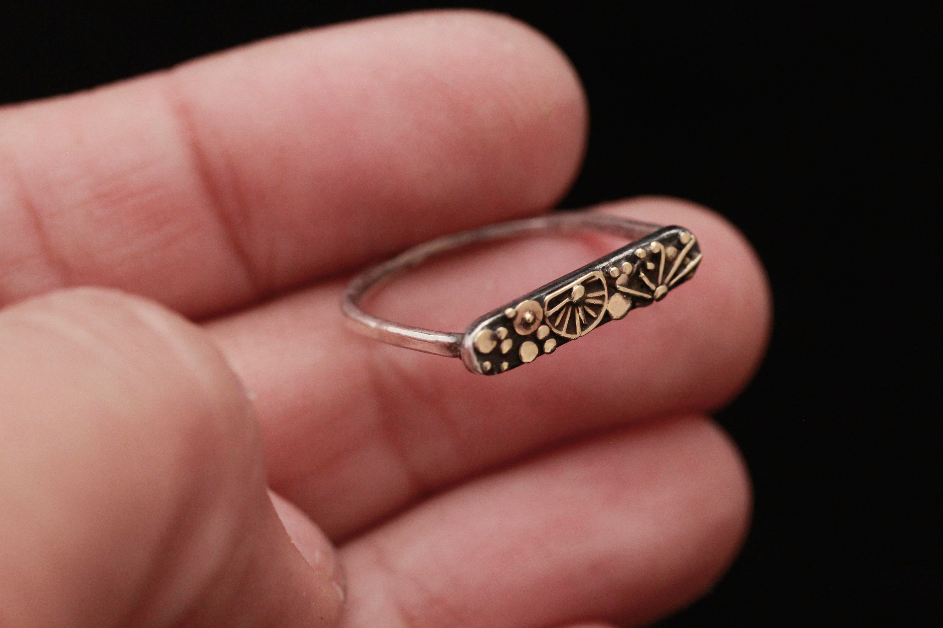 Horizontal Bar Ring, Unusual Celestial Ring, Sun and Moon Ring, Black ...