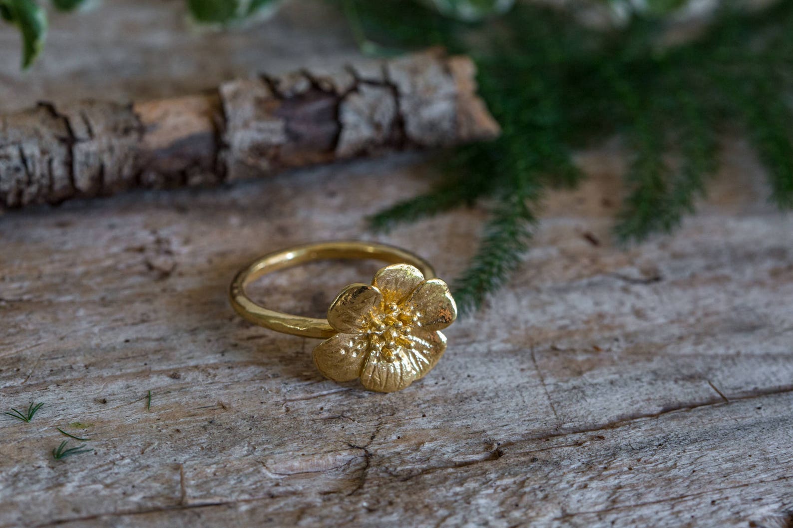 Nature Flower Ring, Gold Flower Ring, Statement Ring, Plant Jewelry ...