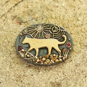 Lioness Charm Pendant Necklace, 14k Gold Art Deco Necklace for Women ...