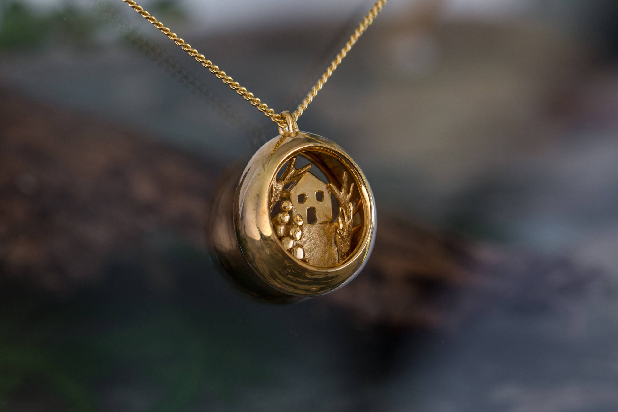 Meaningful House Necklace, Statement Whimsical Necklace, Woodland ...