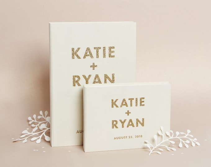 Instant Wedding Album Ivory Guest Book With Gold Glitter BOLD - Etsy