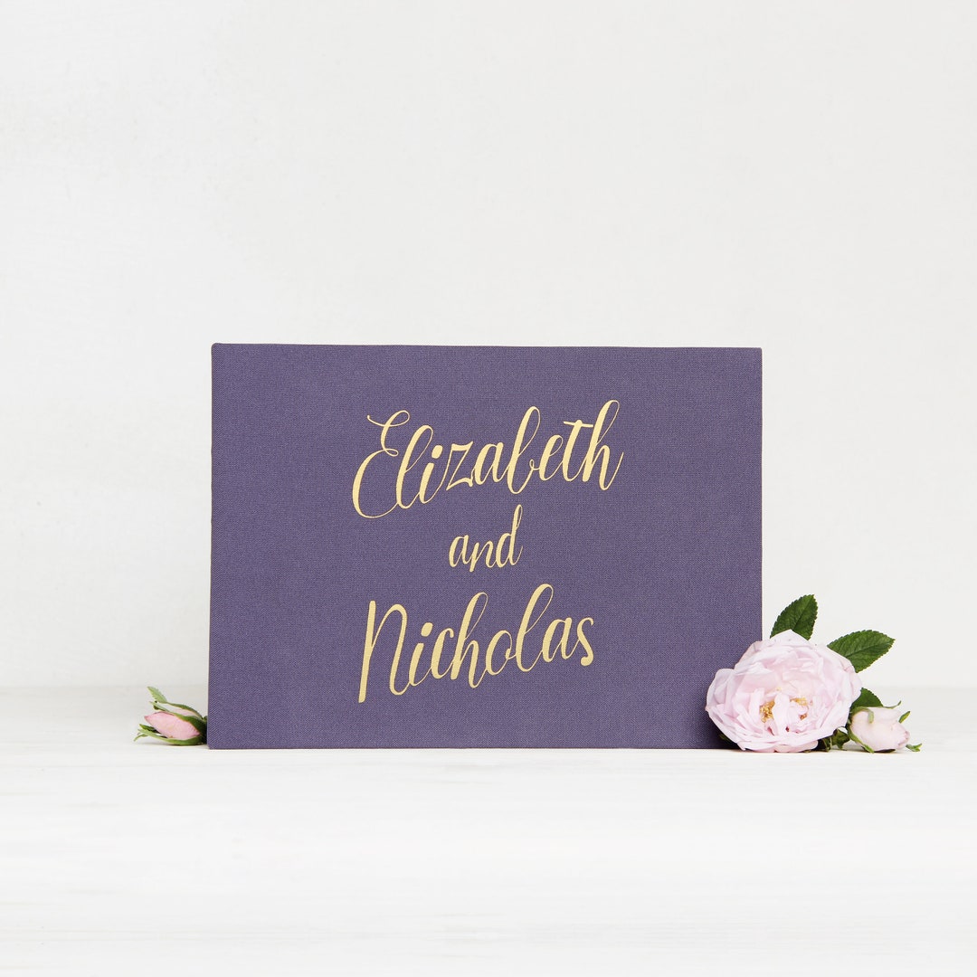 Wedding Album Guest Book Lavender Gold Lettering Violet Instax - Etsy