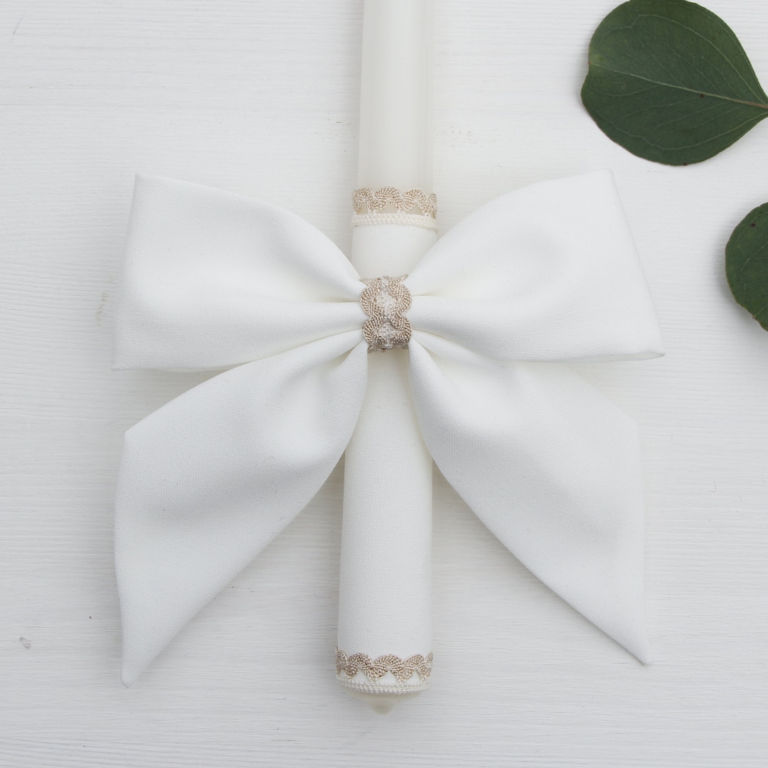 Candle Decoration Baptism Candle Deco Communion Decoration White Color ...
